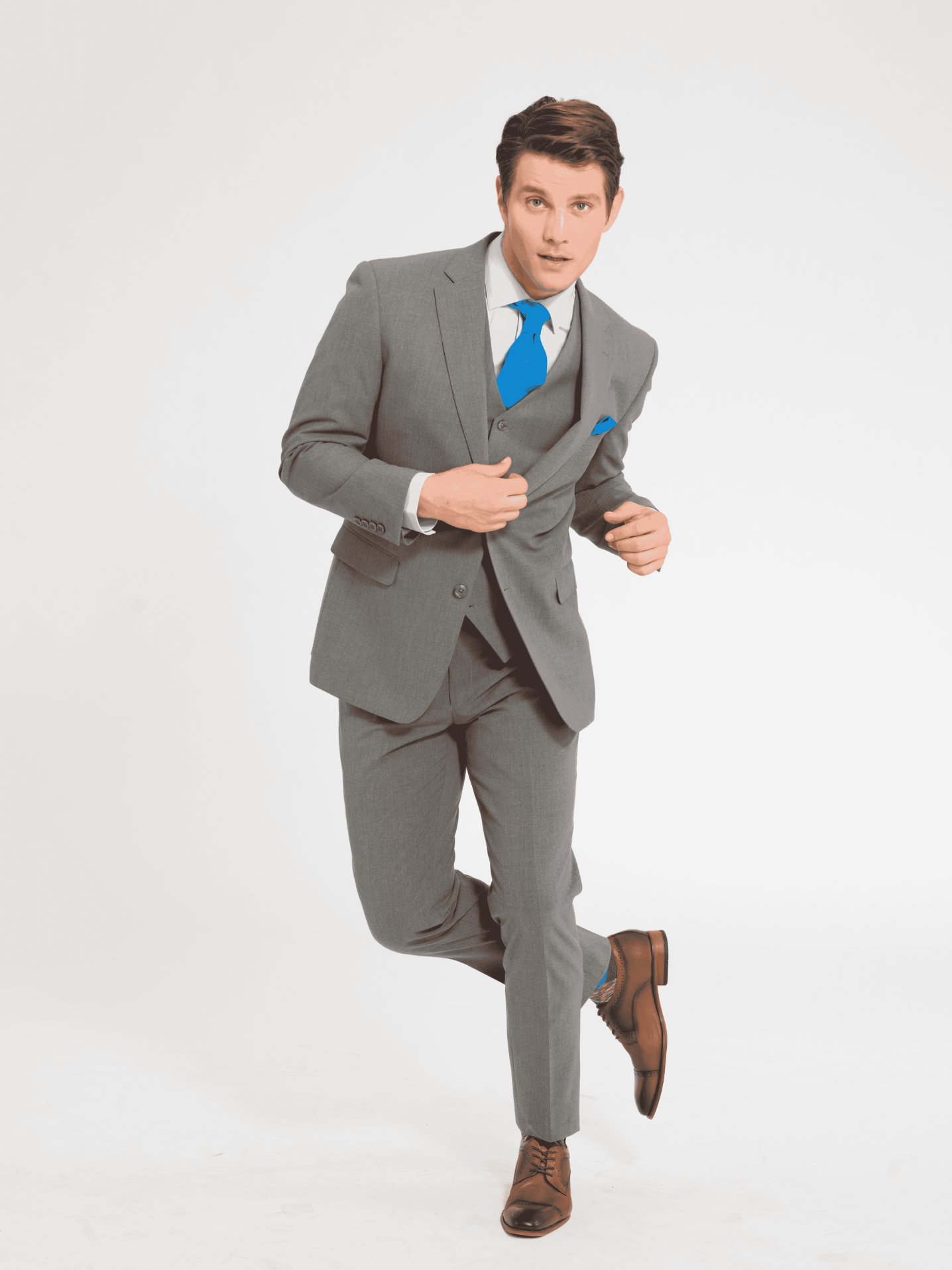 Medium Grey Men's Suit | Groomsmen Wedding Tuxedo's | Vested